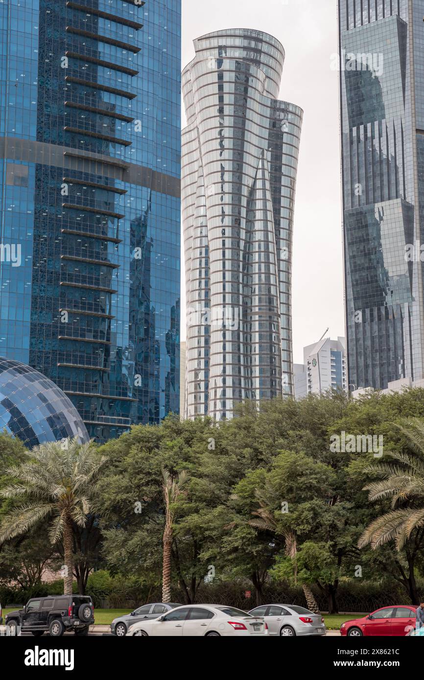 Qatar, Doha, Modern architecture on the Corniche Stock Photo - Alamy