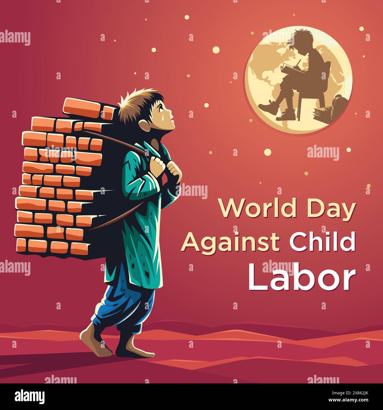 Vector illustration of World day against child labor. Suitable for Poster, Banners, campaign and ...