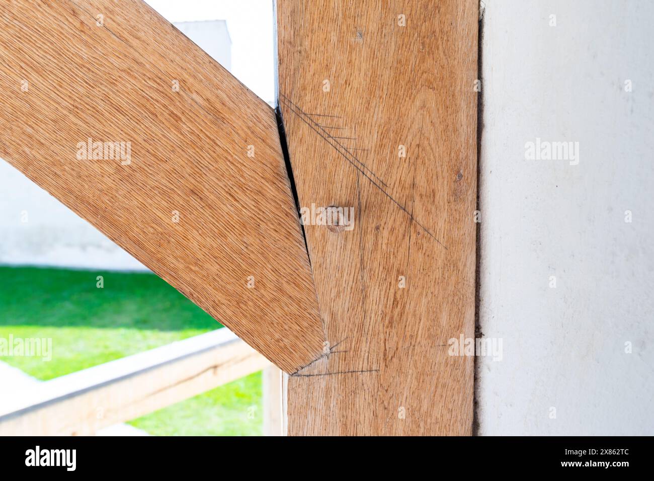 Close-up of Wooden Beam Structure in Construction Framework Stock Photo ...