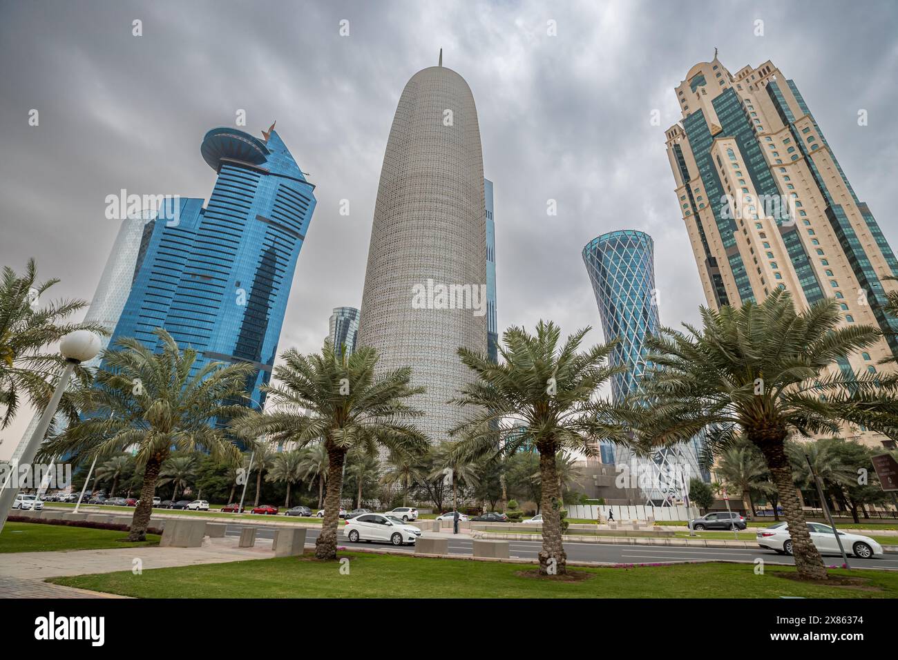 Qatar, Doha, Modern architecture on the Corniche Stock Photo - Alamy