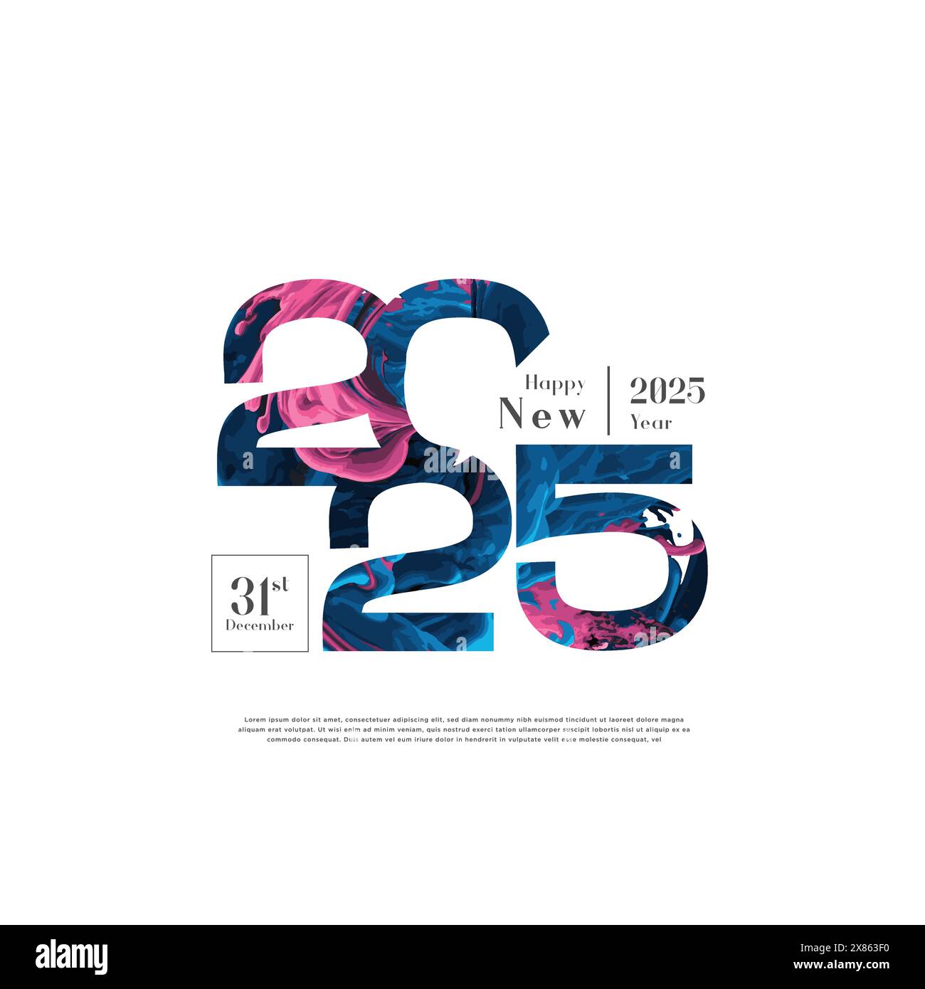 Happy new year 2025 simple number design and beautiful number colors ...