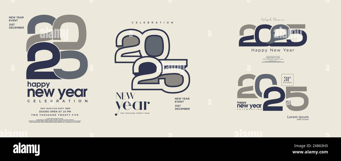 Happy New Year 2025 logo text design. Collection of 2025 number design ...