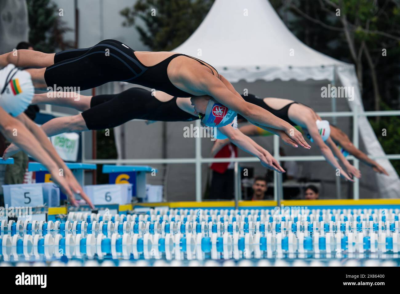 Czech modern pentathlete Lucie Hlavackova during the women's race ...