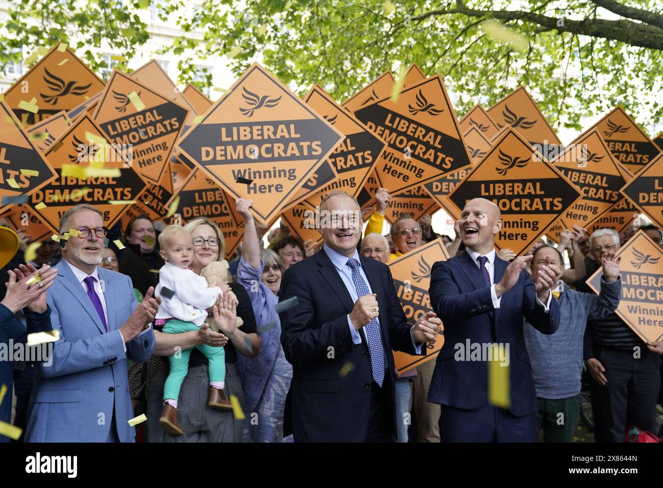 Liberal Democrat leader Sir Ed Davey (centre) during a visit to the ...