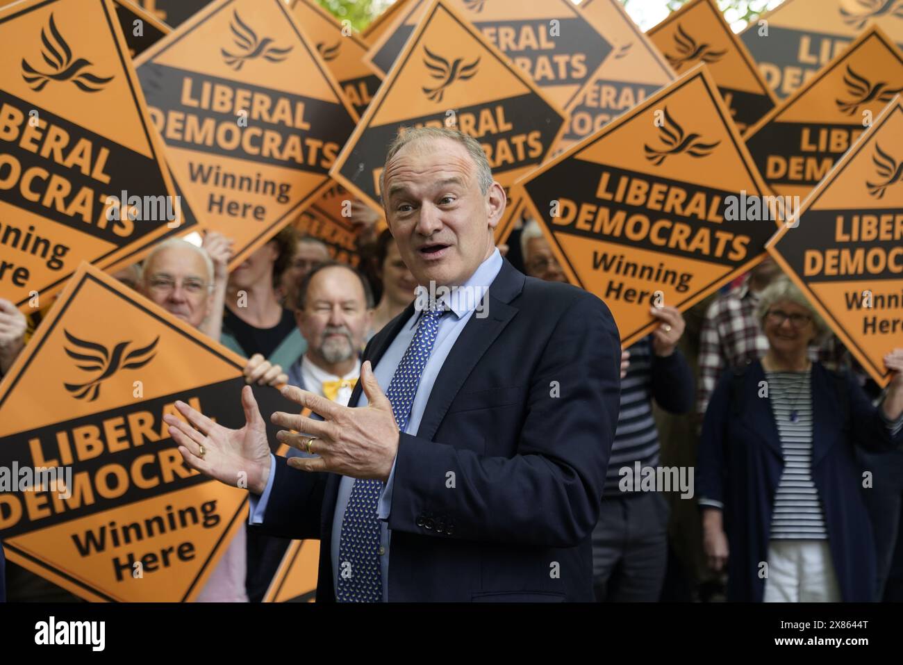Liberal Democrat leader Sir Ed Davey speaking during a visit to the ...