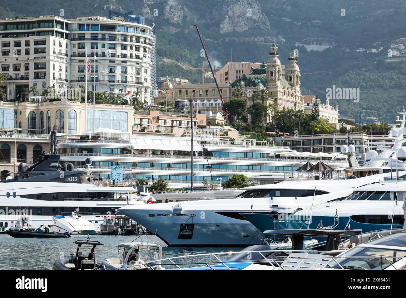 Boat in the port of Monaco during the Formula 1 Grand Prix de, Monaco ...