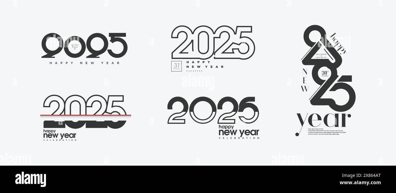 Set of 2025 new year numbers. New year 2025 number design. Design for ...