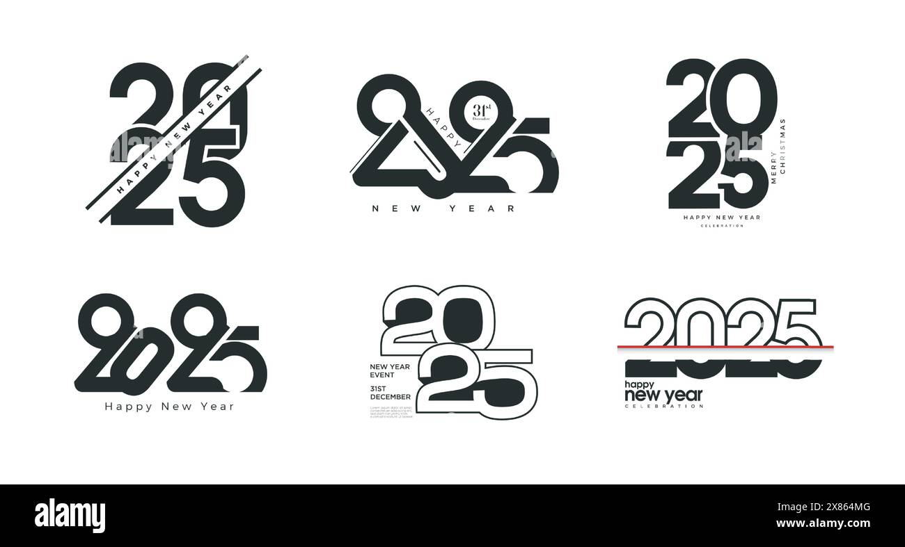 Set of Happy New Year 2025 logo designs. New year 2025 number designs ...