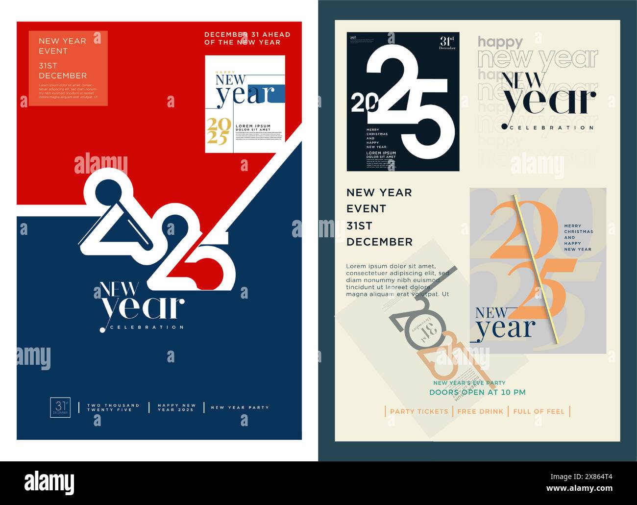 2025 New Year poster design. Classic retro poster design. An elegant ...
