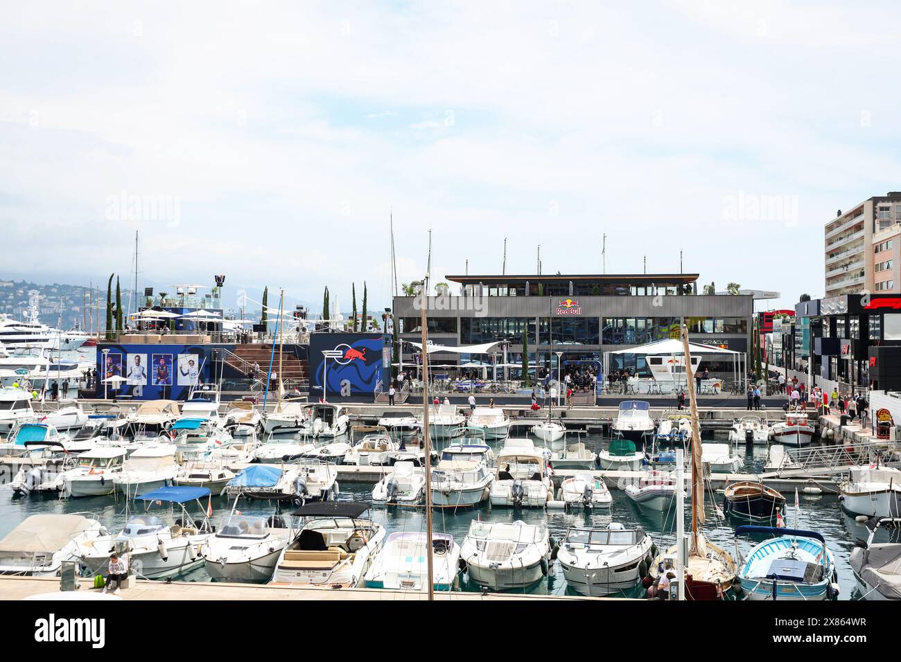 The Red Bull Racing energy station motorhome in the port of Monaco ...