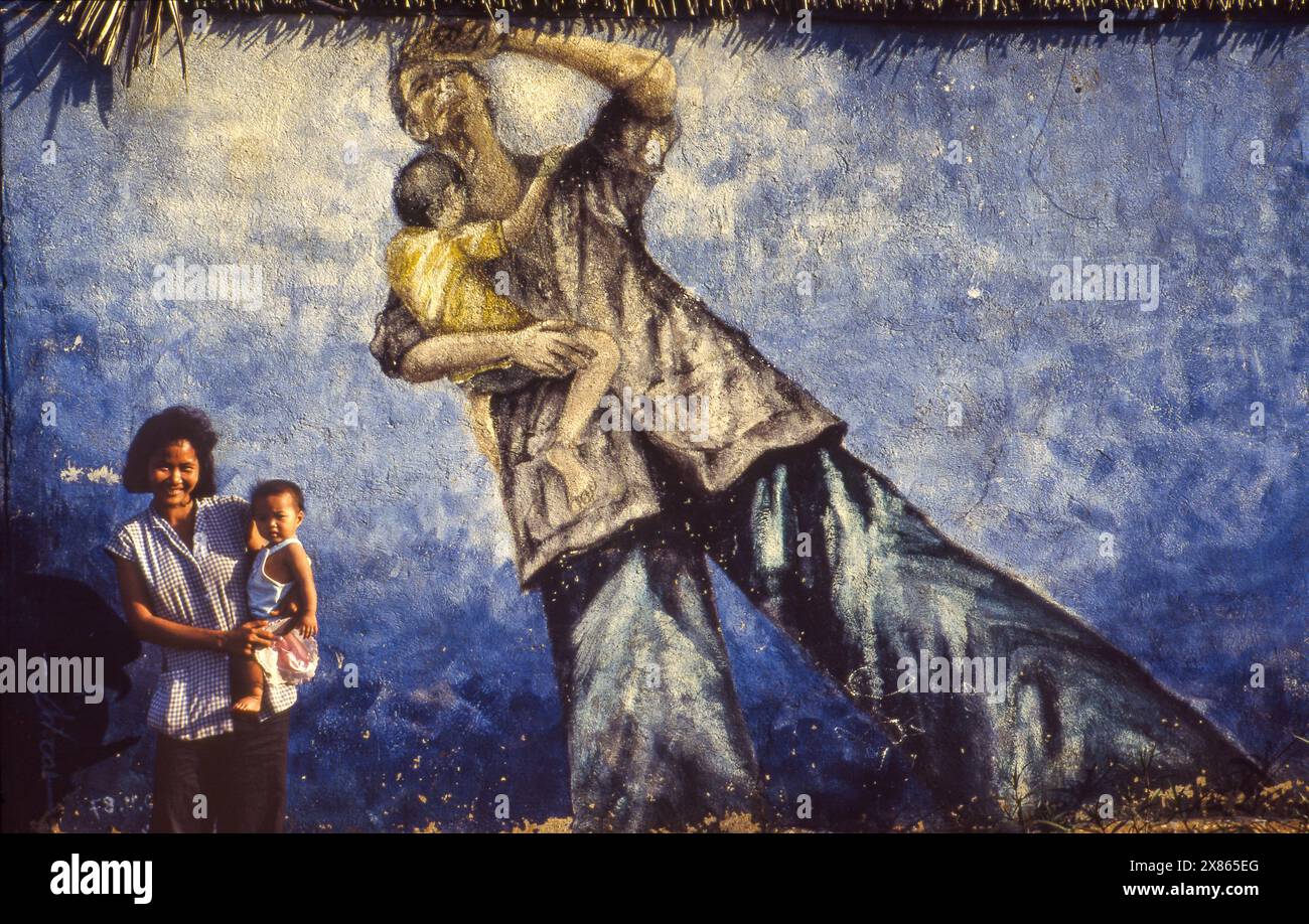 Philippines, murals of refugees from Vietnam in a transit camp on the ...