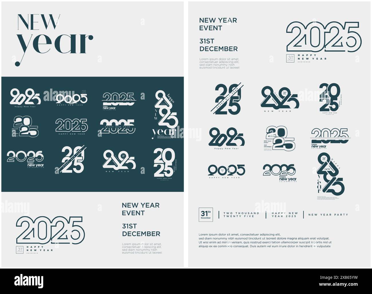 Set of New Year 2025 posters. Design several new year 2025 logos ...
