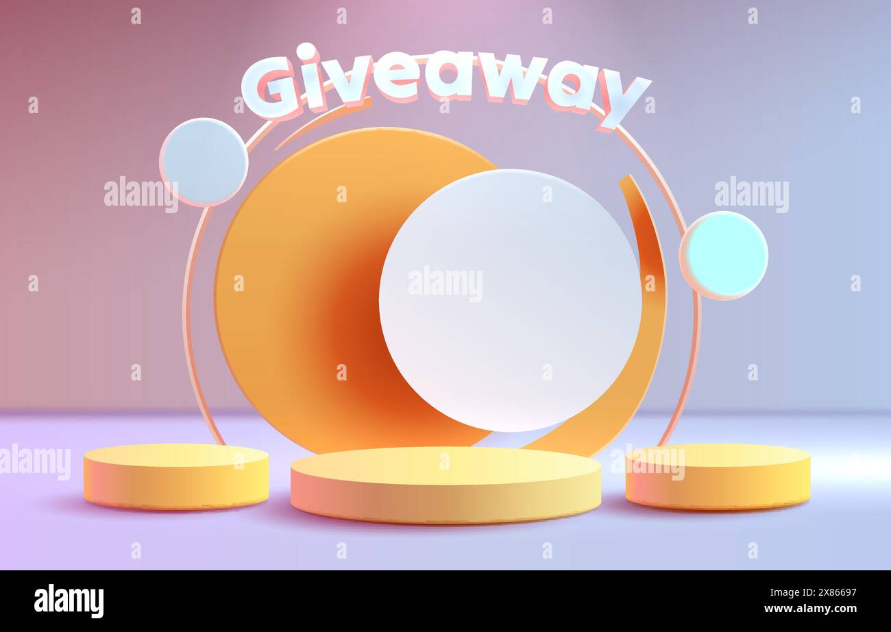 Giveaway neon podium, shop mega discount, special promo frame. Vector ...