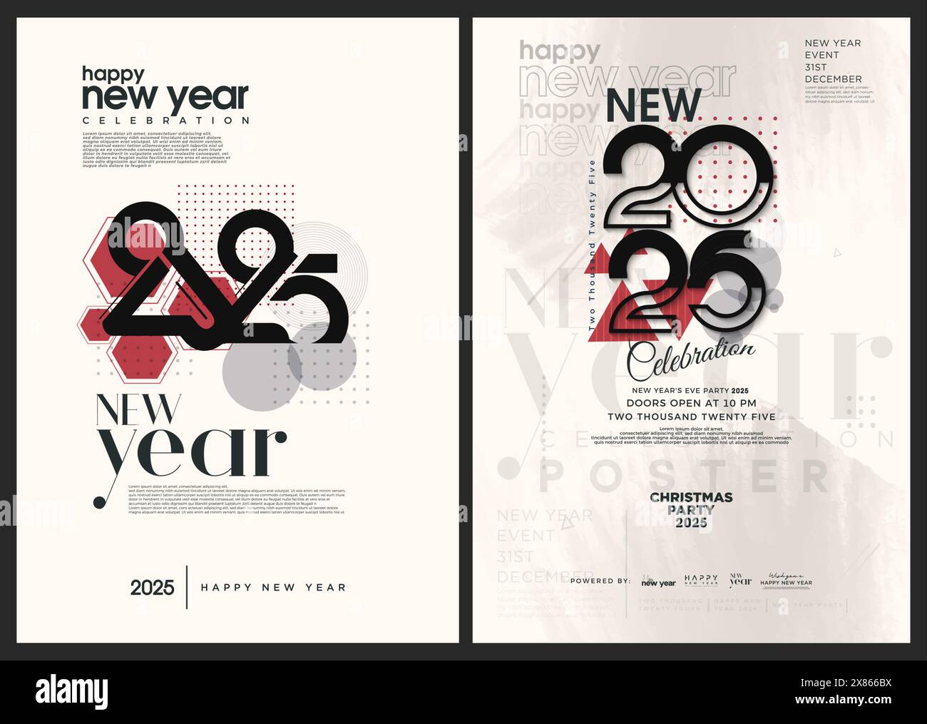 New Year 2025 poster with a retro and elegant concept. With a subtle ...
