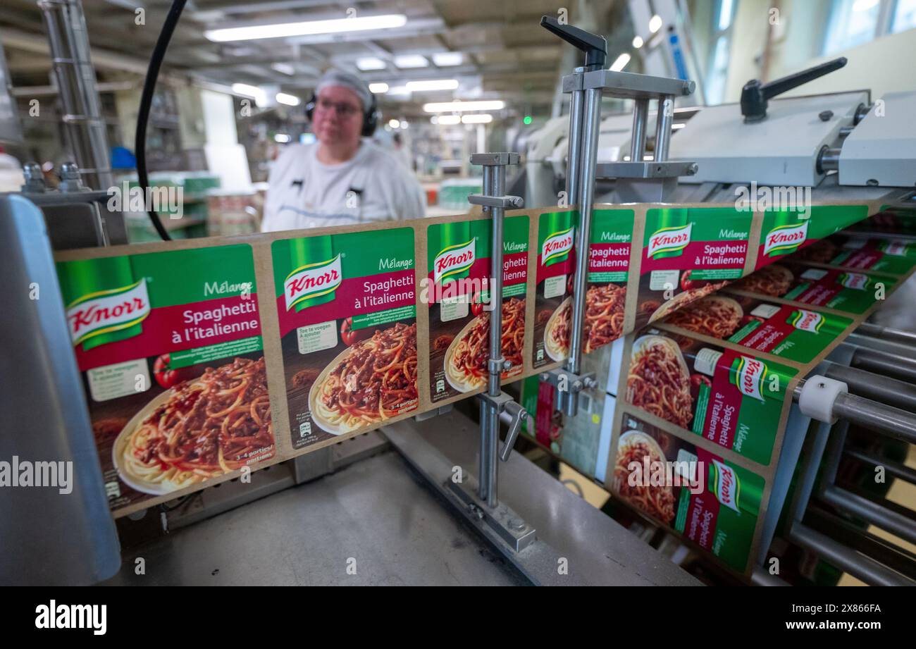 Auerbach, Germany. 24th May, 2024. Bags for ready meals from Knorr run ...