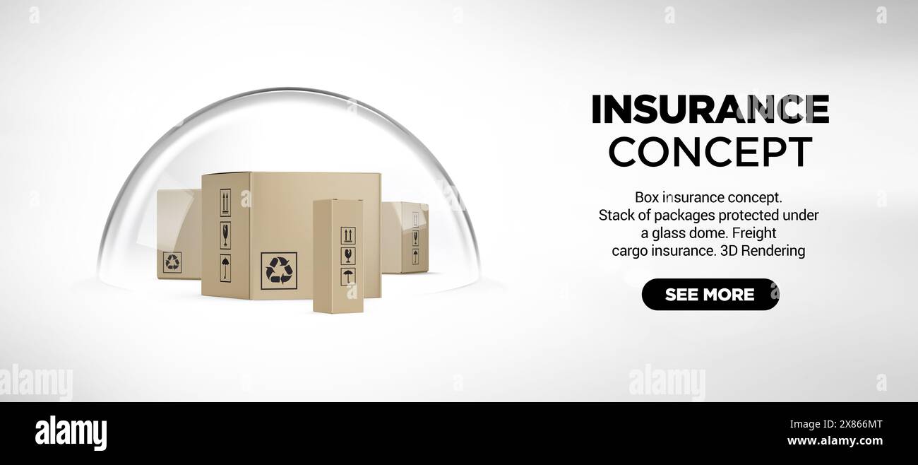 Box Insurance Concept: Stack of Packages Protected Under Glass Dome ...
