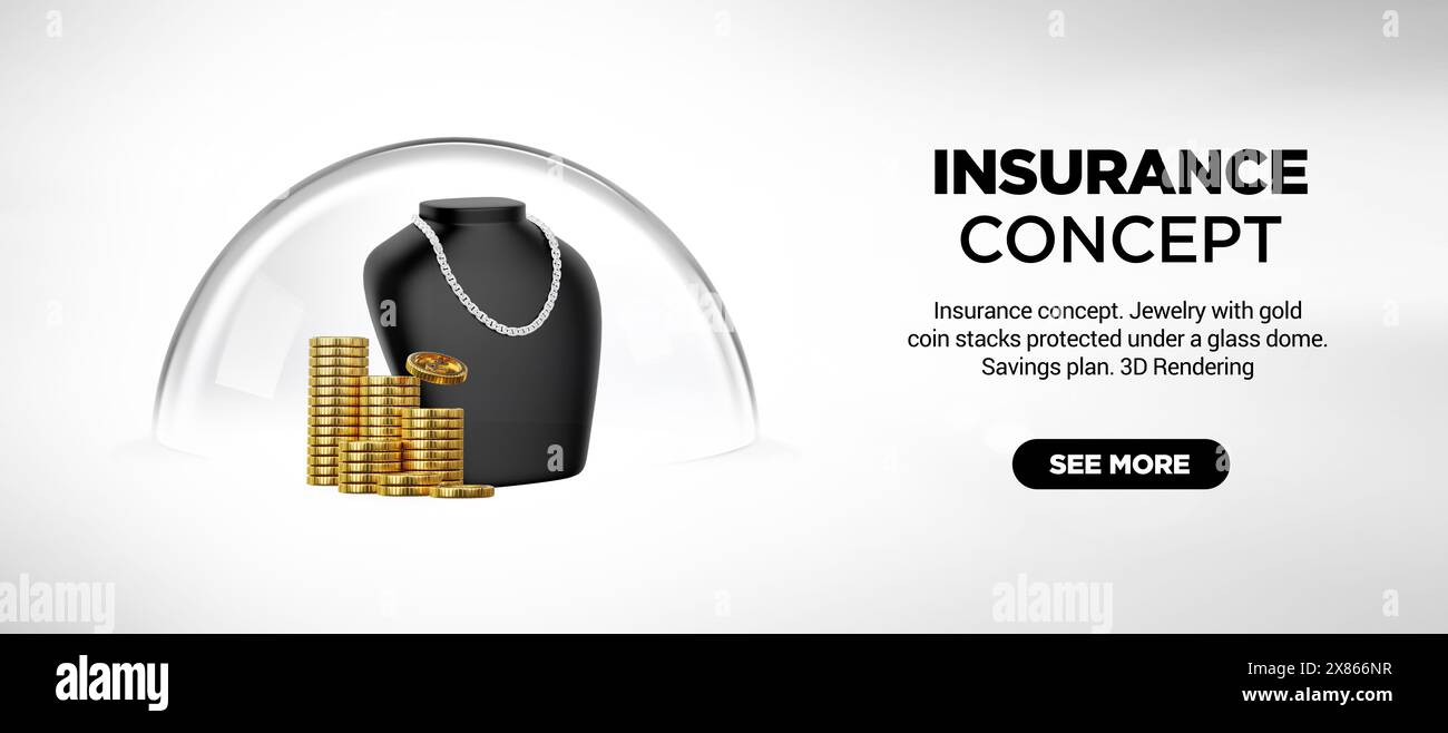 Insurance Concept: Jewelry with Gold Coin Stacks Protected Under Glass ...