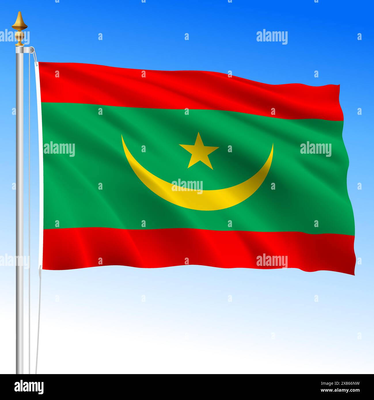 Mauritania Official National Waving Flag African Country Vector