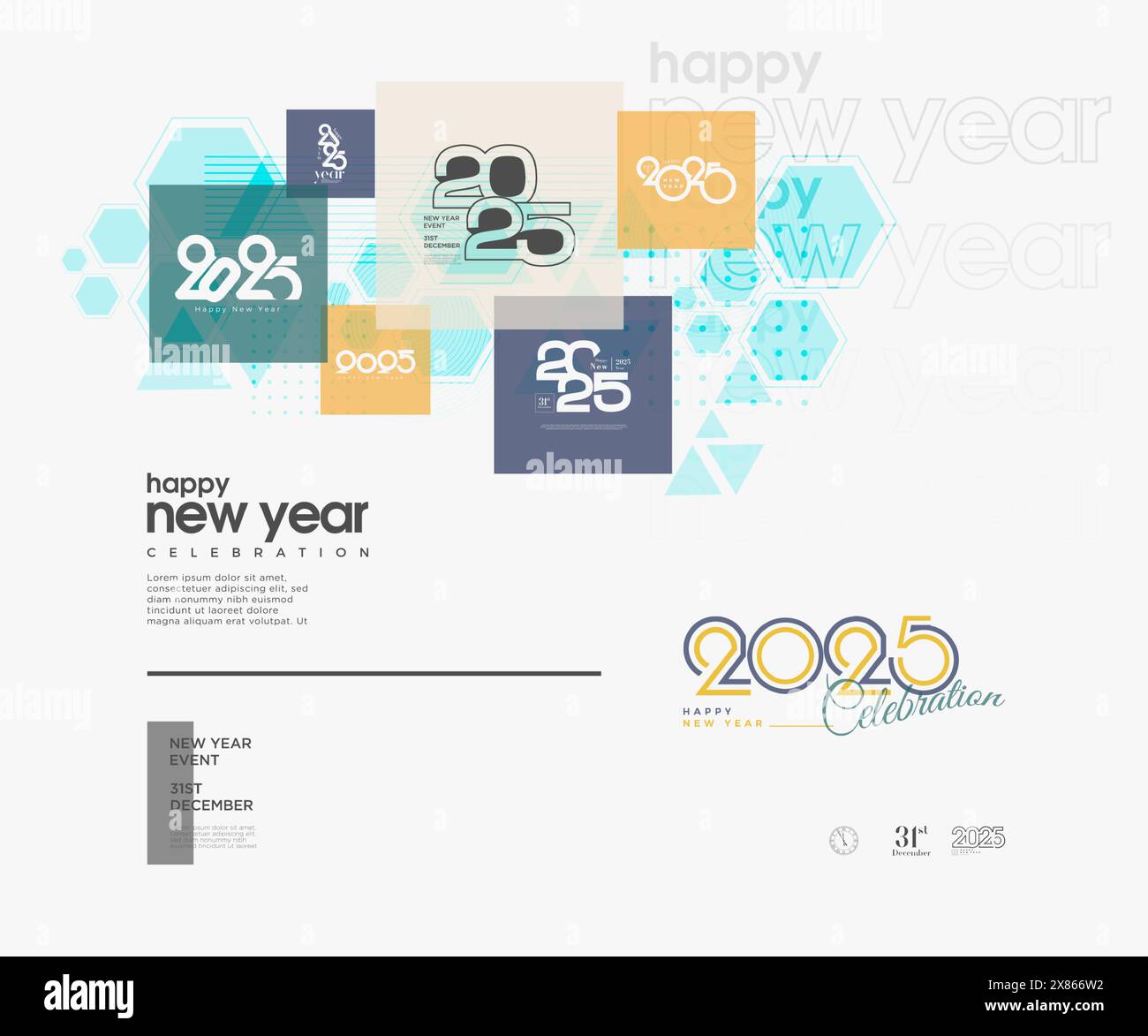Creative concept Happy New Year 2025 poster set. Modern design template ...