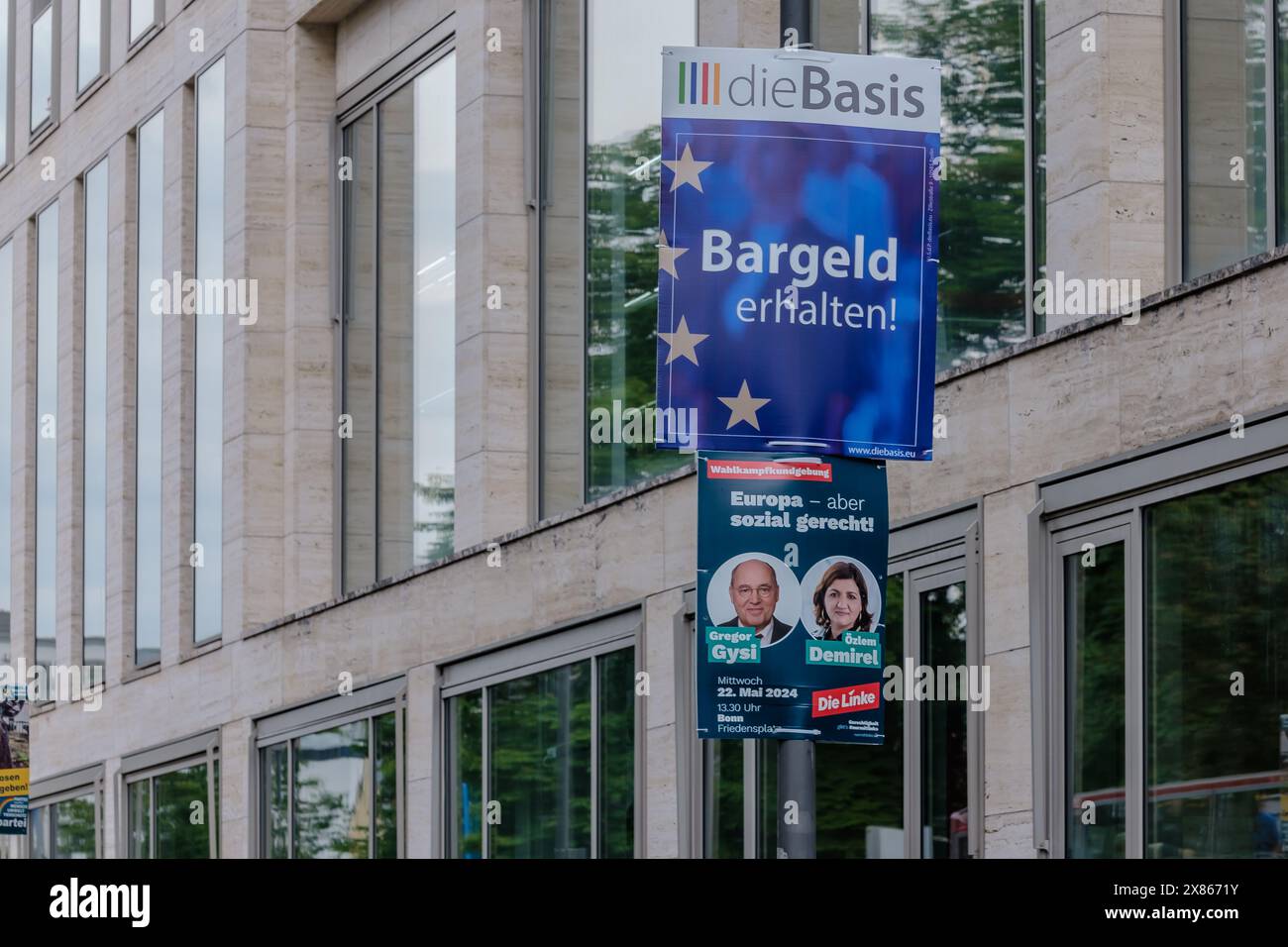 Bonn, Germany - May 21, 2024 : View of election campaign posters for ...