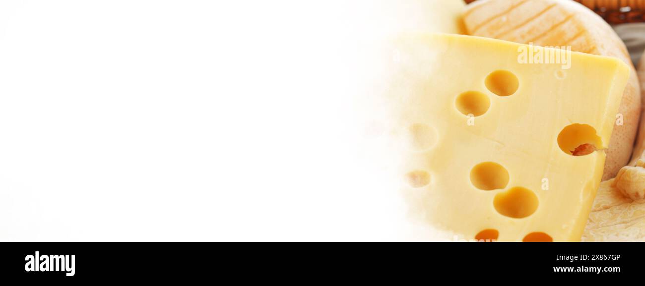 Advertising Banner Template for Cheese Stock Photo - Alamy