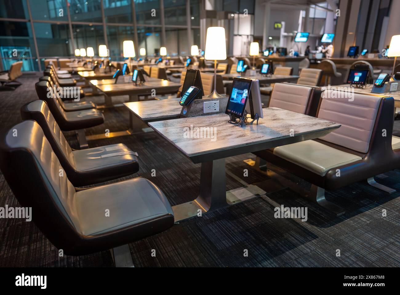 airport waiting room with digital tablets and lounge, advanced business ...