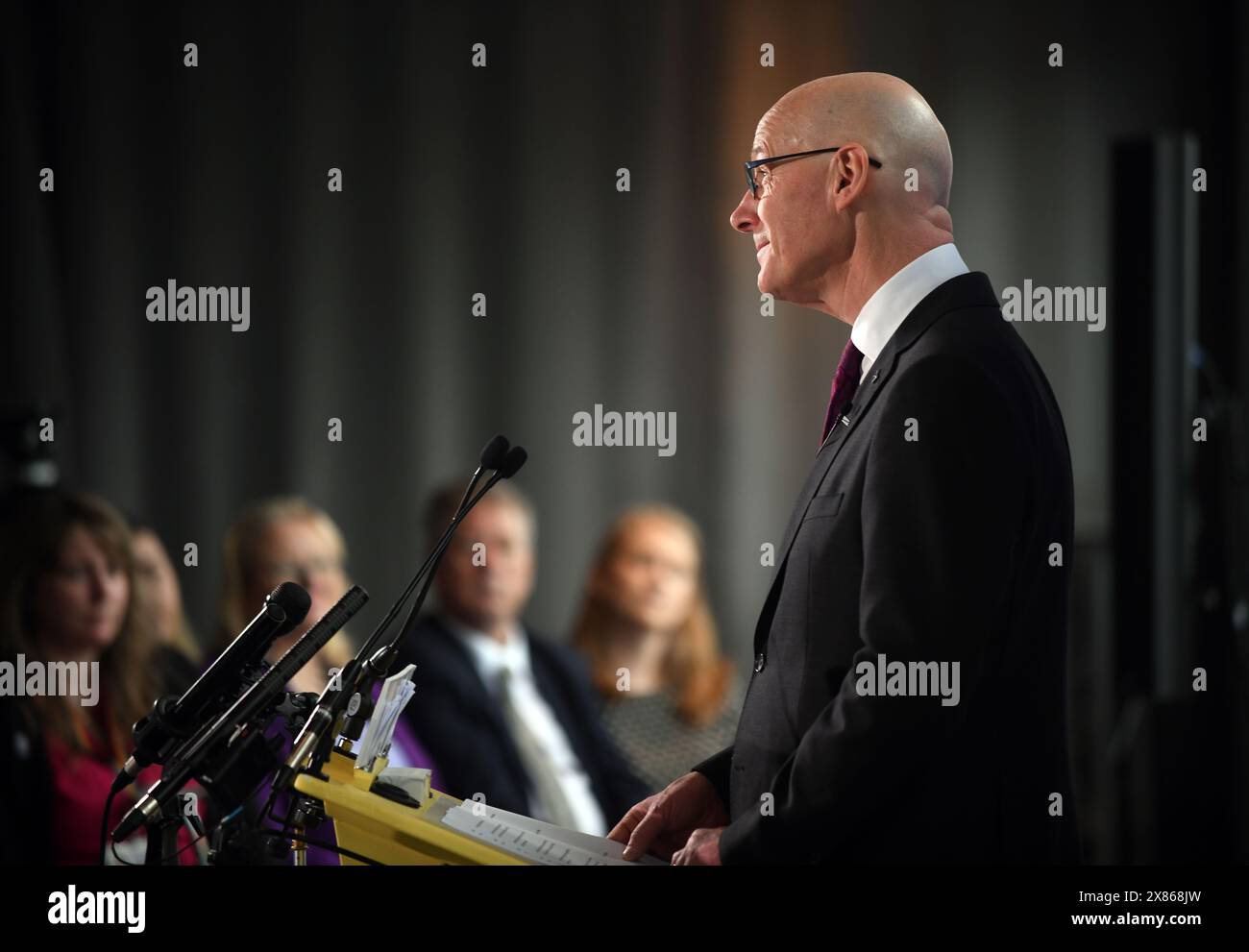 Leader of the Scottish National Party (SNP) John Swinney gives a speech ...