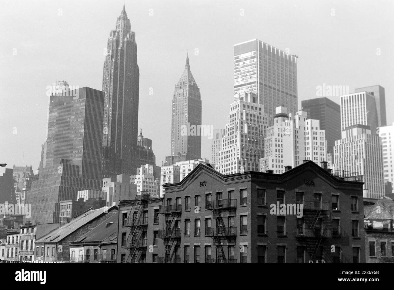 Brick residential building on Black and White Stock Photos & Images - Alamy