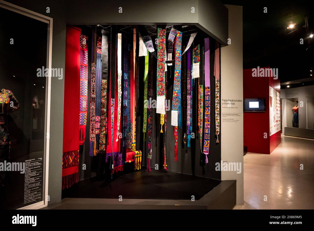 Exhibits of traditional dress and fabrics in The Ixchel Museum of ...
