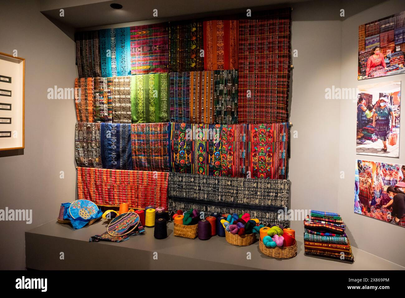 Exhibits of traditional dress and fabrics in The Ixchel Museum of ...