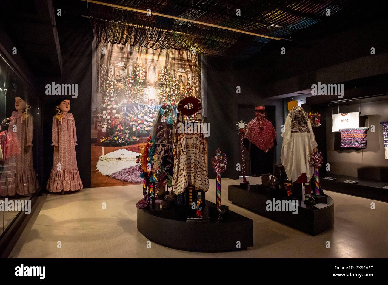 Exhibits of traditional dress and fabrics in The Ixchel Museum of ...