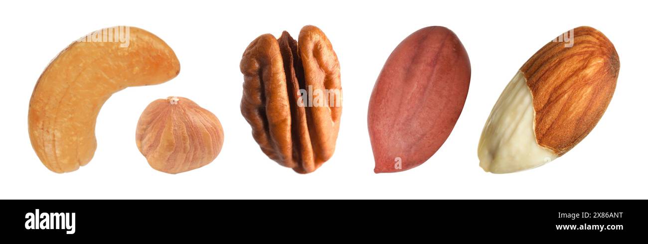 Many different nuts isolated on white, set Stock Photo - Alamy
