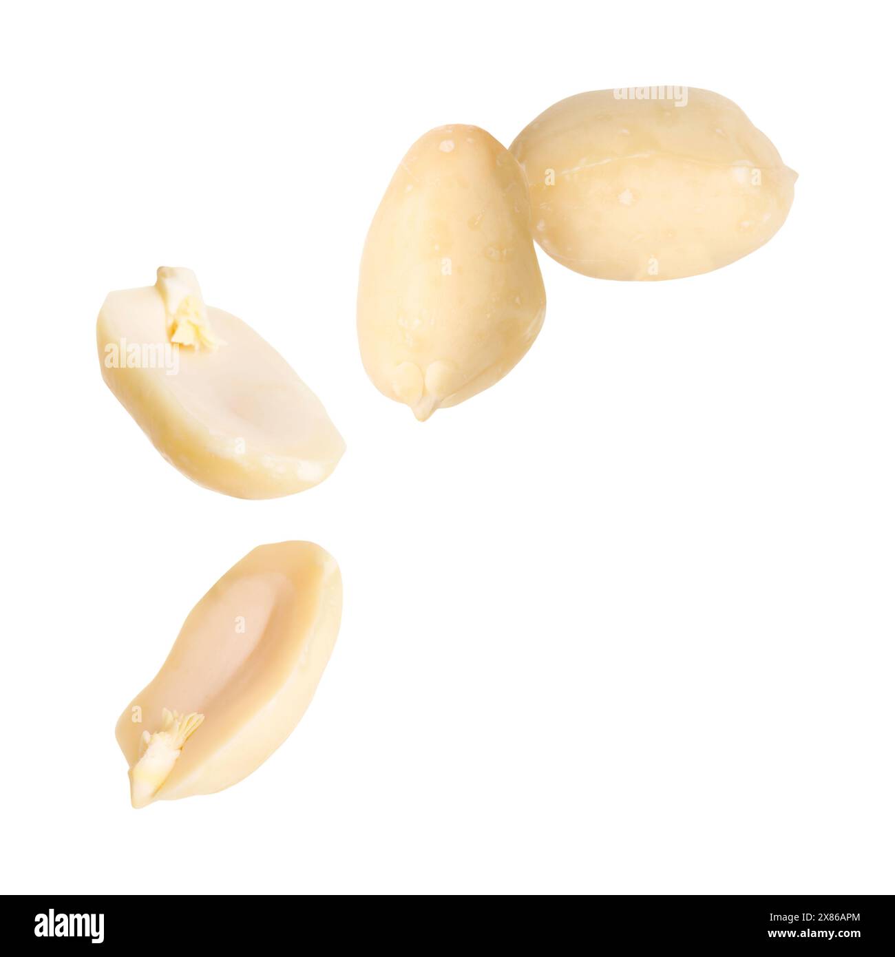 Many peanuts in air on white background Stock Photo - Alamy
