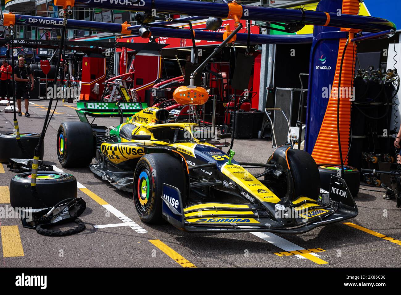 The Ayrton Senna tribute livery on the McLaren F1 Team MCL38, during ...