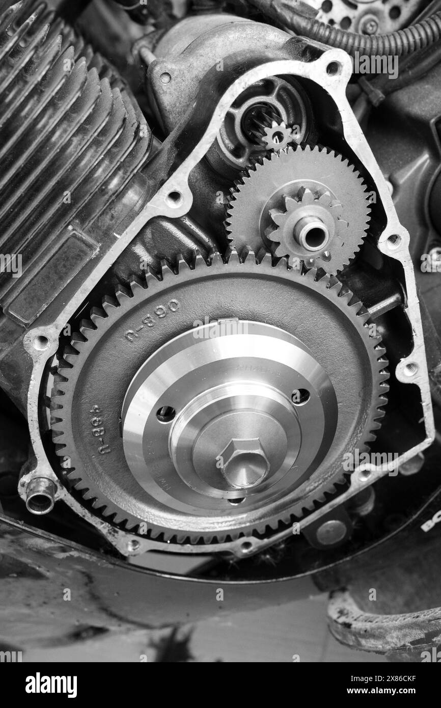 the gears of a motorcycle transmission Stock Photo - Alamy