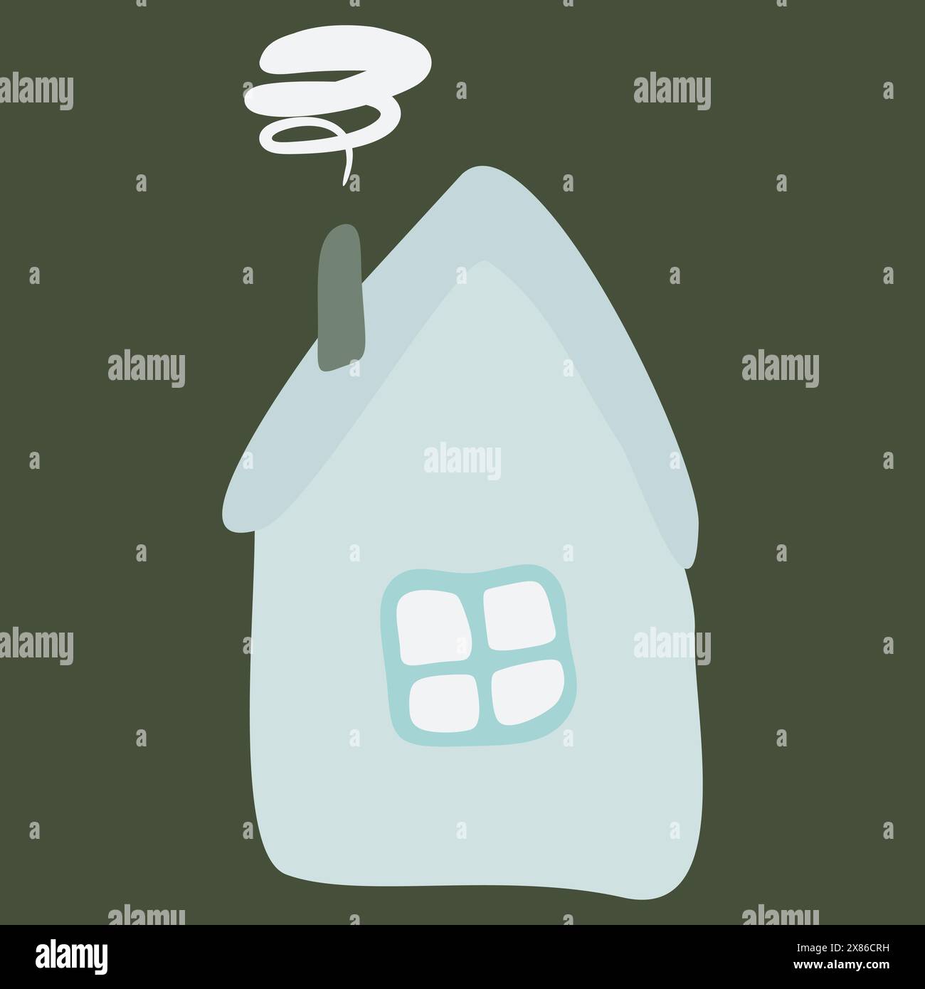Small Colorful crooked house in Flat style with Smoke from Chimney ...