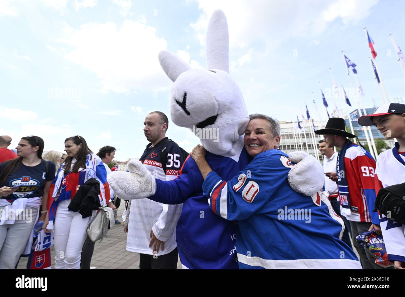 Prague, Czech Republic. 23rd May, 2024. Czech fans with the Rabbit ...