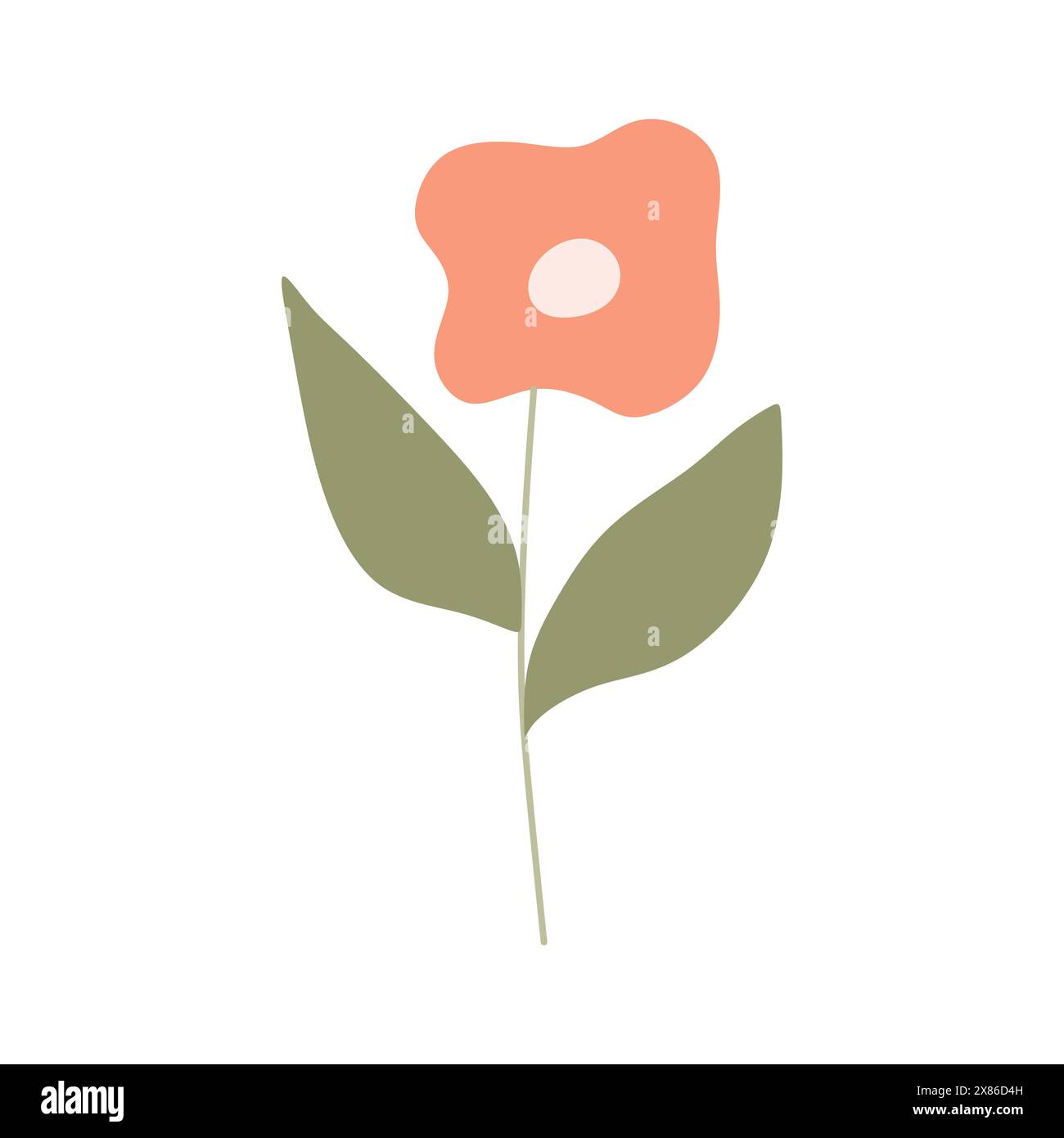 Vector Orange Flat Flowers, Hand drawn in Cartoon style. Isolated on ...