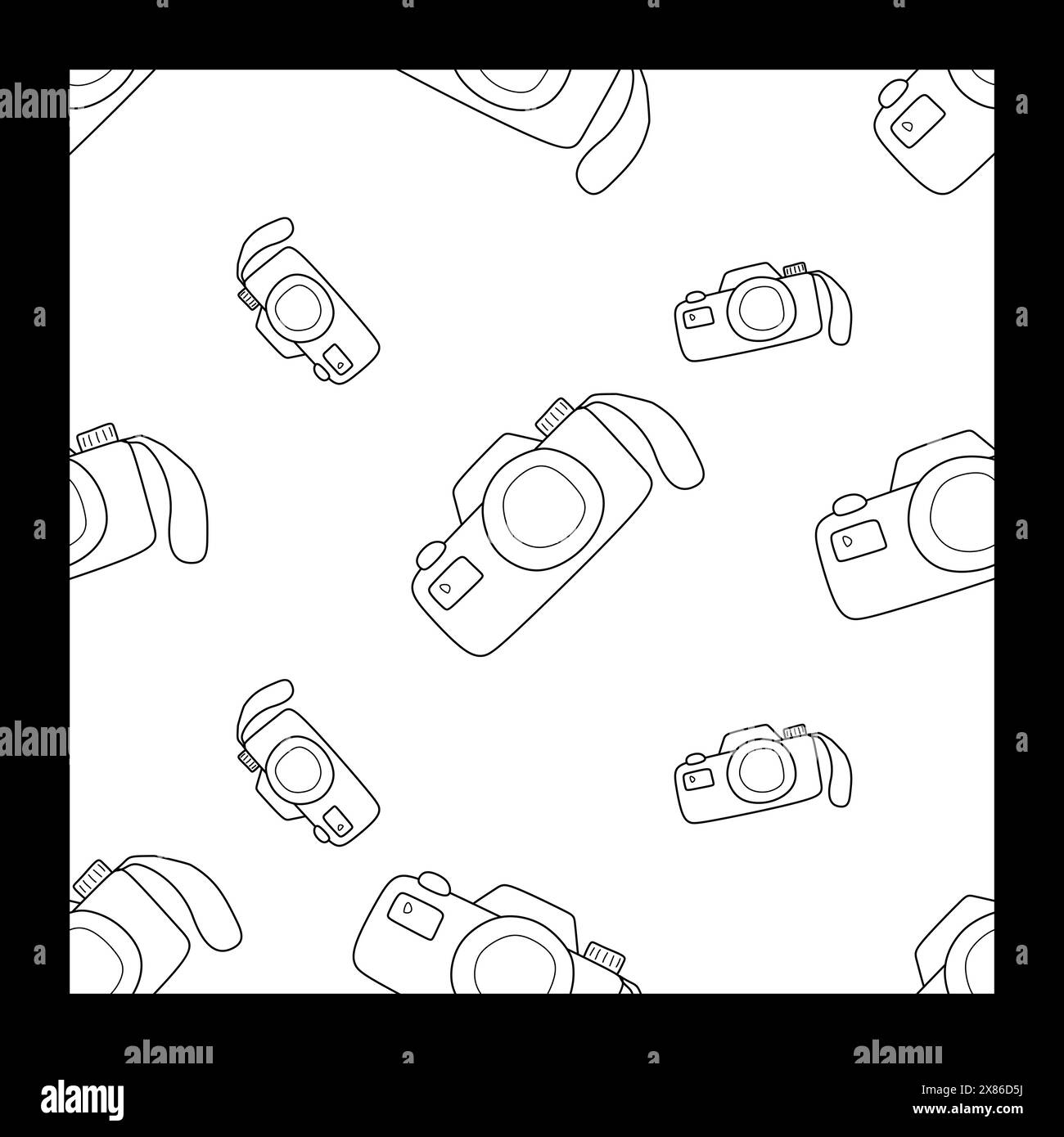 Retro Photo Camera Seamless pattern. Vector Outline Illustration ...