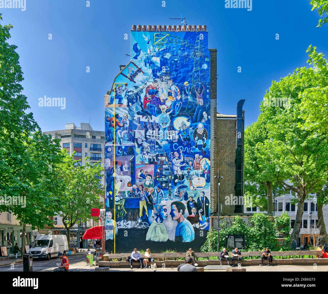 Fitzrovia Mural painted in 1980 by London-based artists Simon Barber ...