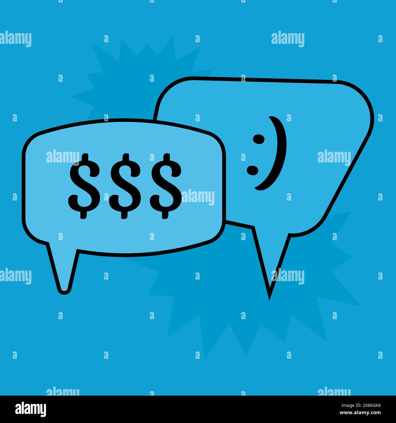 Communication speech bubbles on blue background. Vector illustration ...