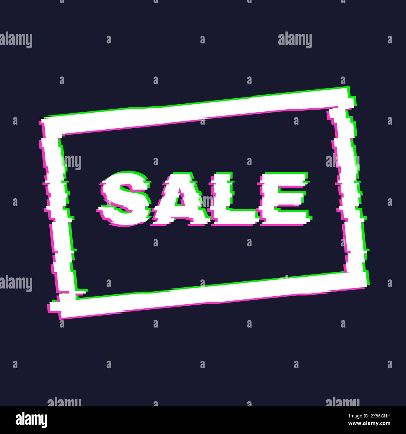 Distorted glitch sale banner with error effect on the edges and in text ...