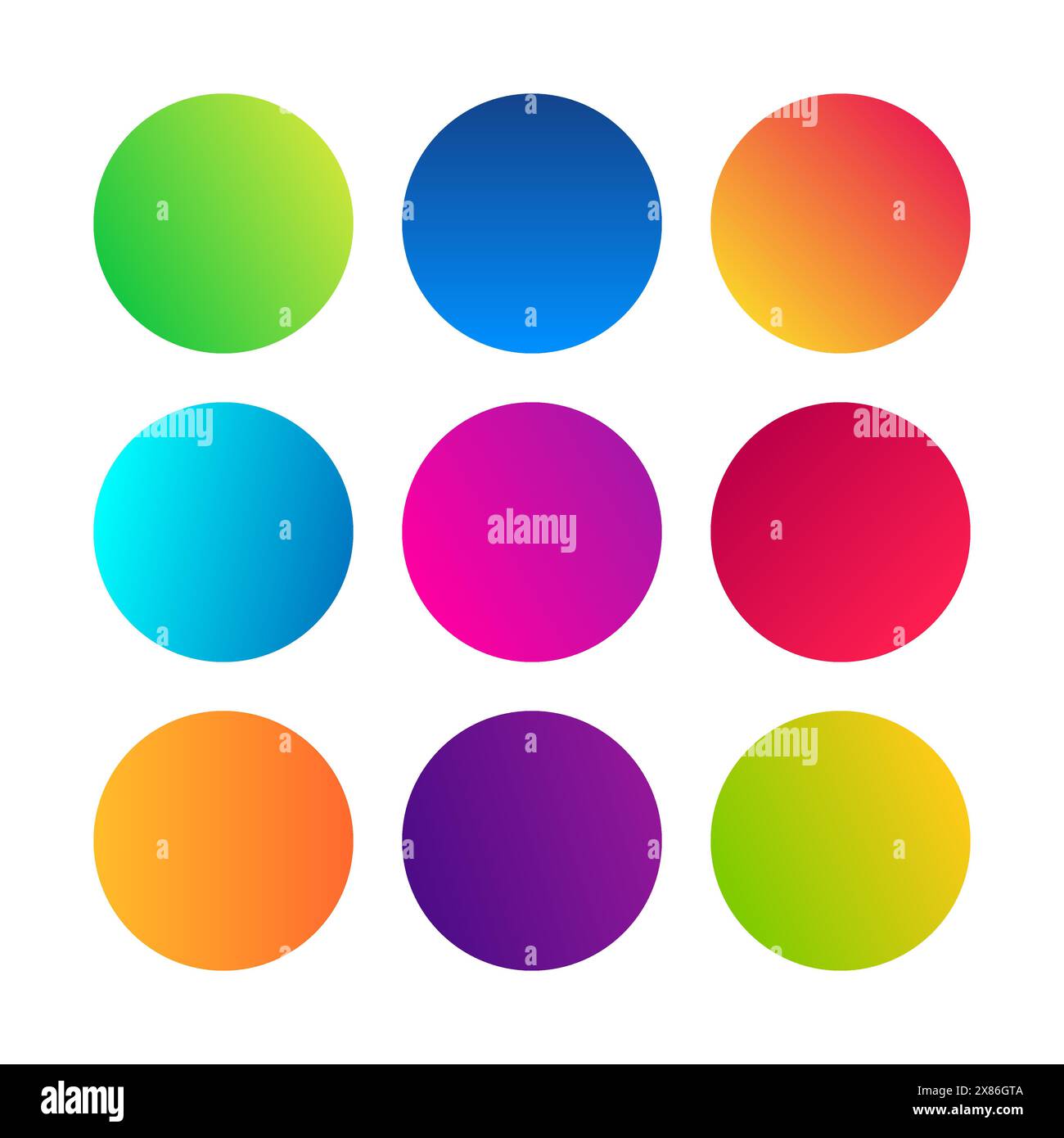 Round Gradients spheres. Set of nine trendy multicolored Gradients ...