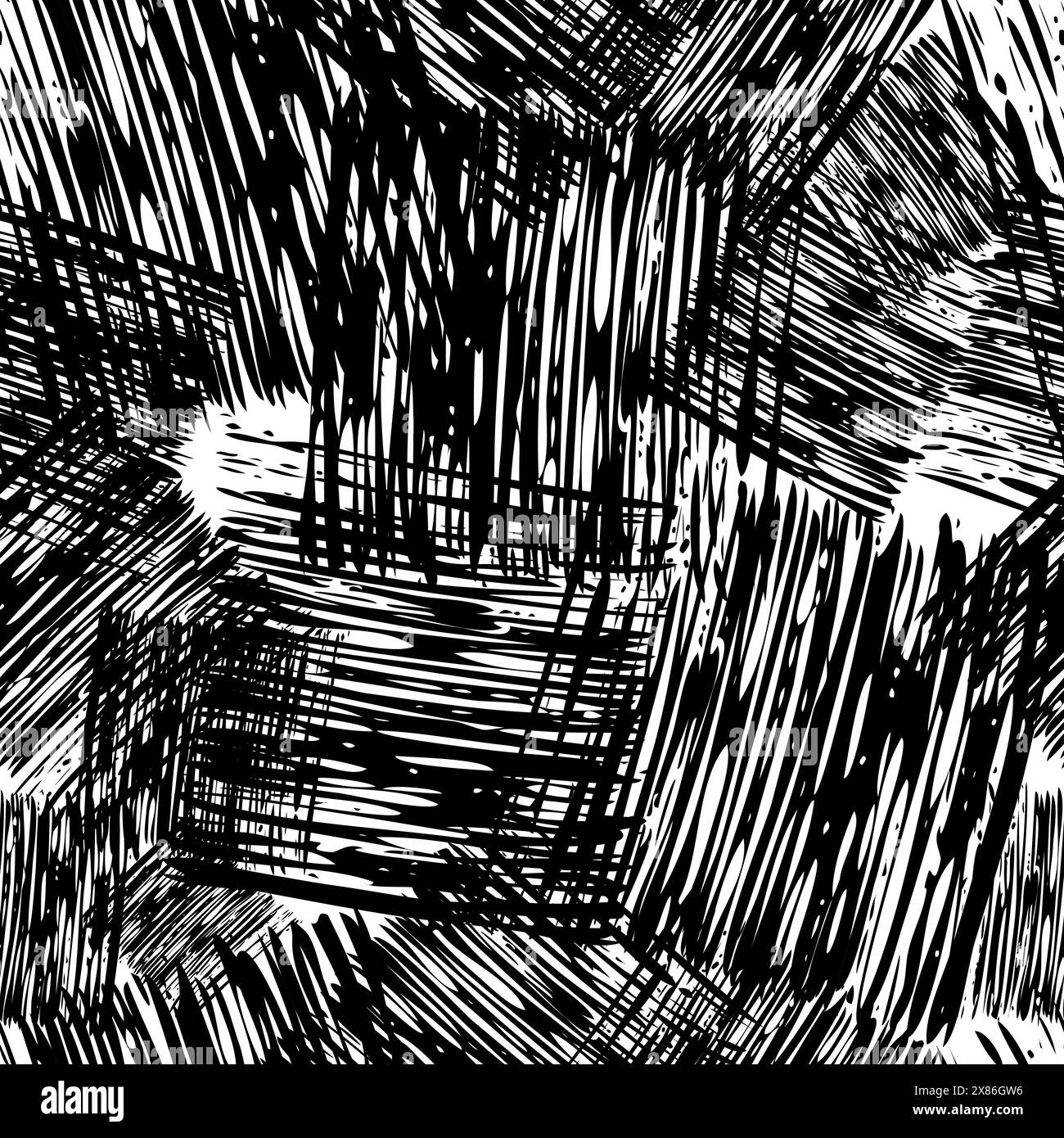 Seamless Pattern with hand drawn black scribble Smear. Abstract grunge texture. Vector ...