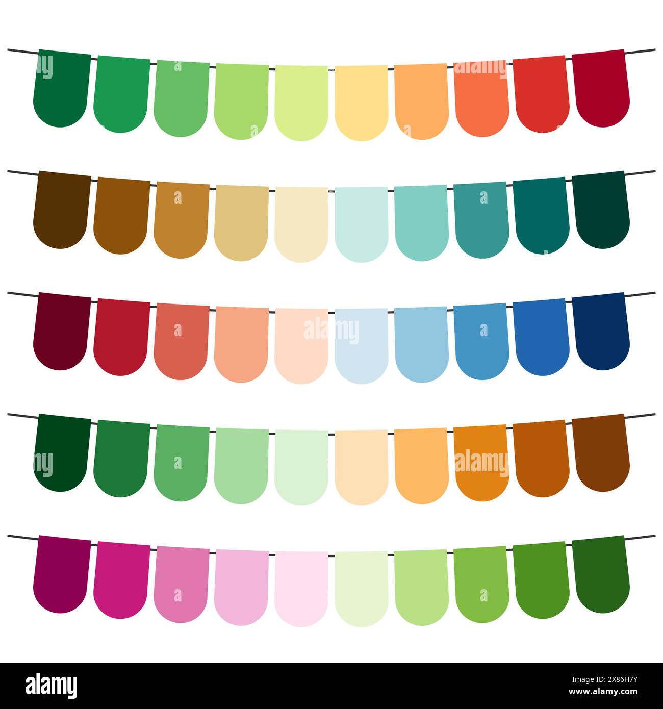 Colorful flags and bunting garlands for decoration. Decor elements with ...