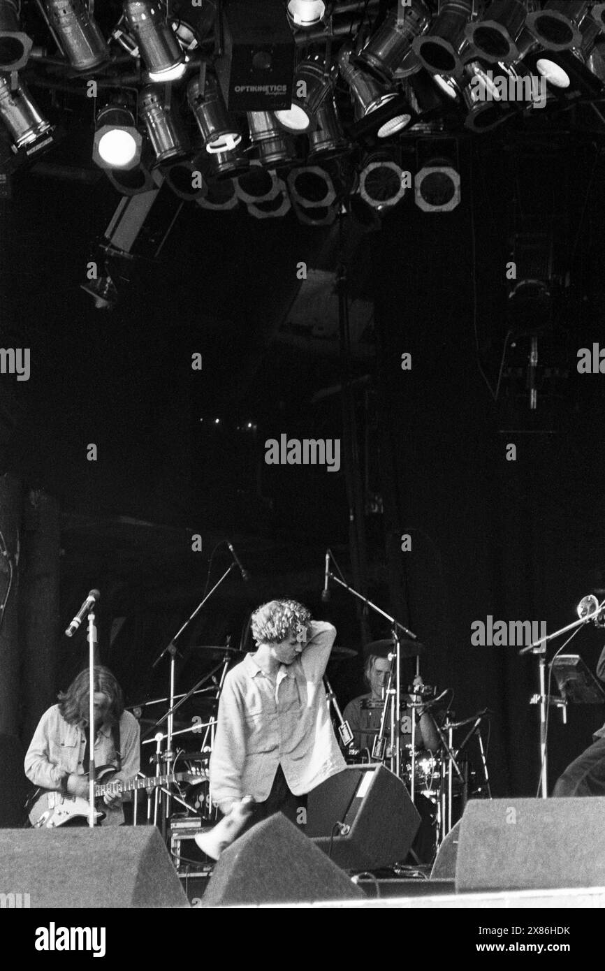 JAMES, PYRAMID STAGE, GLASTONBURY 1992: Tim Booth of the band James on ...
