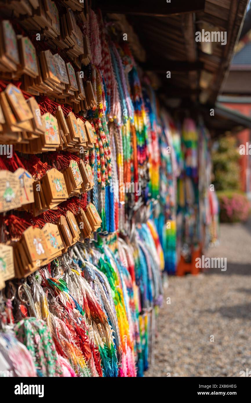 Thousand folded paper cranes and ema votive pictures in Azumamaro ...