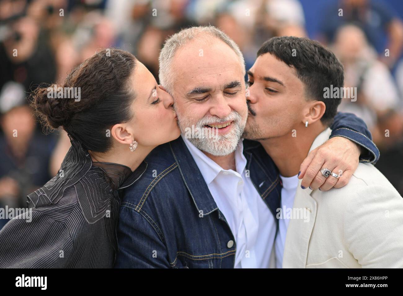 Cannes, France. 23rd May, 2024. Nataly Rocha, Karim Ainouz and Iago ...