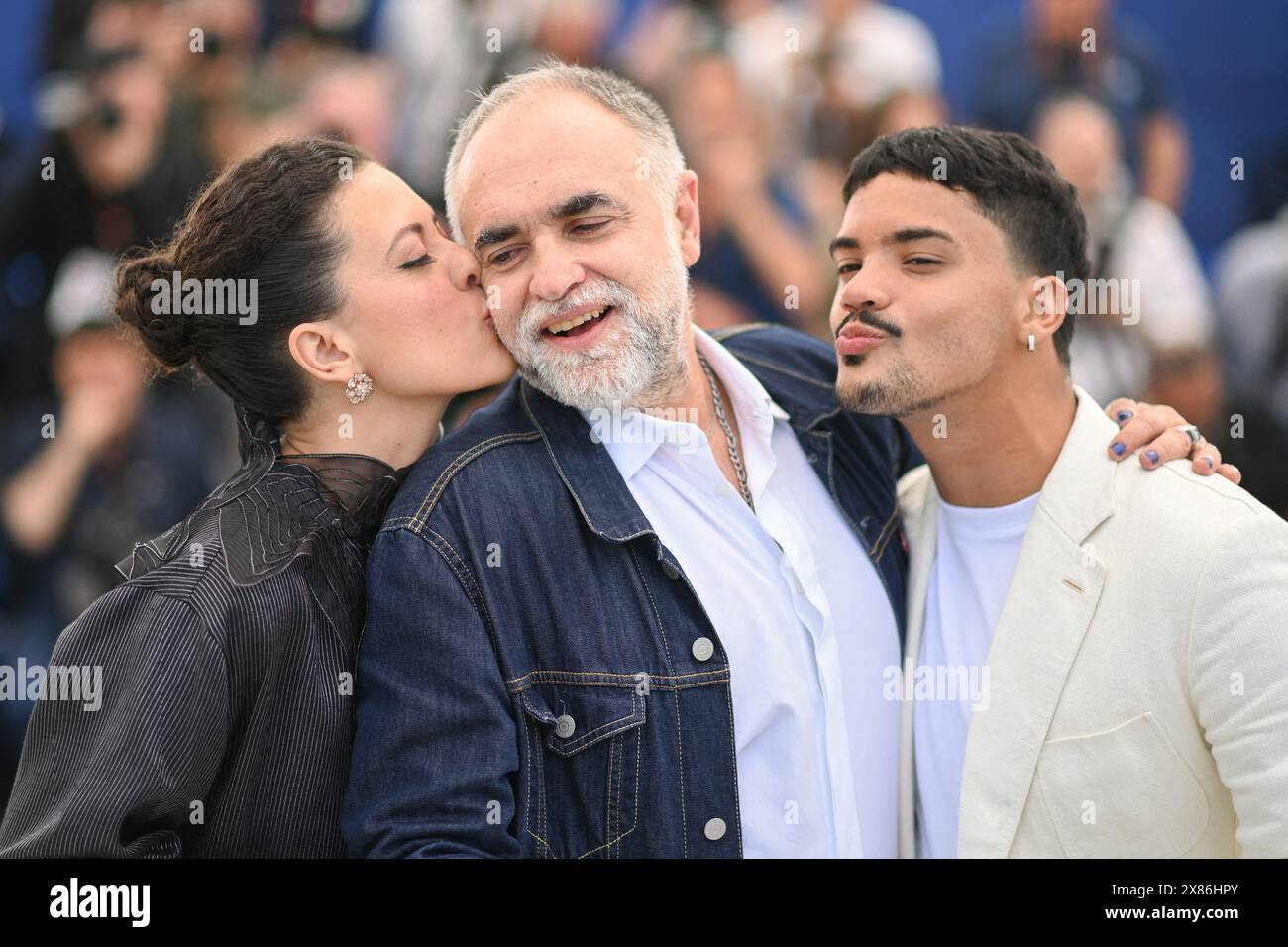 Cannes, France. 23rd May, 2024. Nataly Rocha, Karim Ainouz and Iago ...