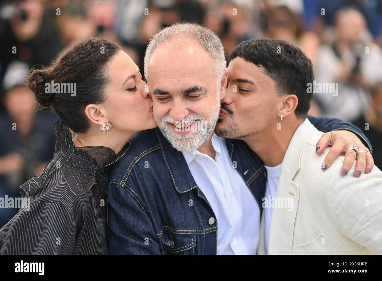 Cannes, France. 23rd May, 2024. Nataly Rocha, Karim Ainouz and Iago ...